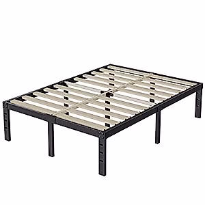 ZIYOO King Size Bed Frame 14“ High, 3” Wide Solid Wood Slats 3500lbs Support Mattress Foundation No Box Spring Needed/Noise Free/Easy Assembly