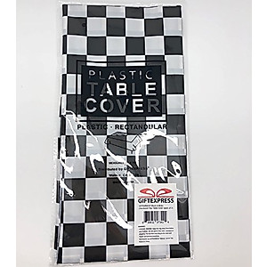 GiftExpress 2-Pack Black & White Checkered Flag Table Cover Party Favor/Checkered Tablecloth/Disposable Checkered Racing Table Cover/Check Table Cover