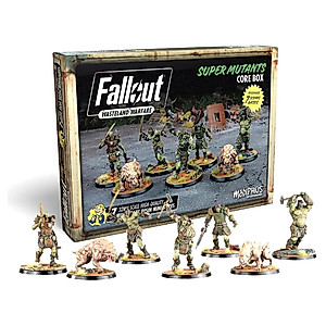 Modiphius Fallout Wasteland Warfare: Super Mutants Core Box (Updated) - 7 Unpainted Resin Miniatures, RPG, Includes Scenic Bases, 32MM Scale Figures, Tabletop Roleplaying Game Minifigures