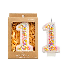 PHD CAKE 2.76 Inch Number 1 Macaron Birthday Candles, Macaron Themed Number Candles, Cake Number Candles, Party Celebration