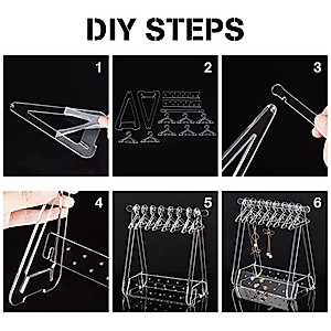 PH PandaHall Earring Holder Stand, Cloth-horse Shape Jewelry Display 52 Holes Dangle Earring Hanging Organizer Acrylic Ear Studs Display Rack for Retail Show Personal Exhibition, 5.14x3.26x5.9inch