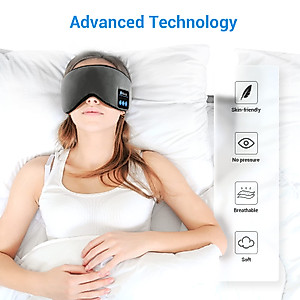 Bluetooth Sleep Eye Mask with Wireless Headphones Washable Sleep Headphones, Eye Cover Perfect for Side Sleeper, Yoga, Meditation, Insomnia, Best Gift and Travel Essentials (Grey)