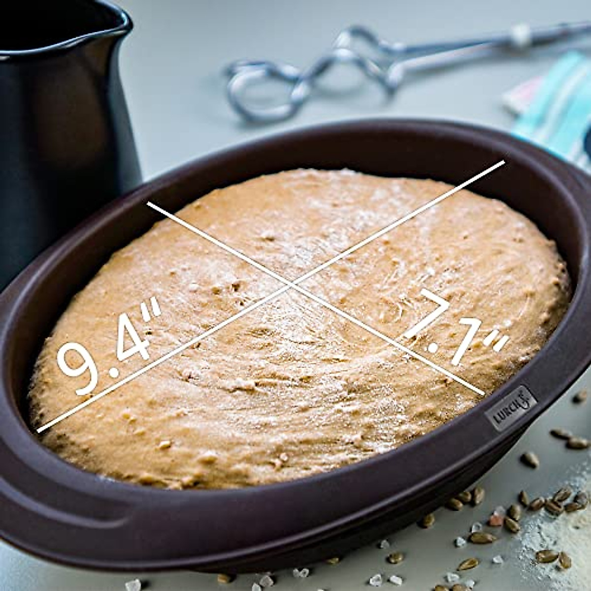 LURCH Germany Flexiform Oval Bread Pan For Baking All Kinds Of Bread | Mold Is Made Of 100% BPA-Free Premium Platinum Silicone | 9.4" x 7.1" - Brown