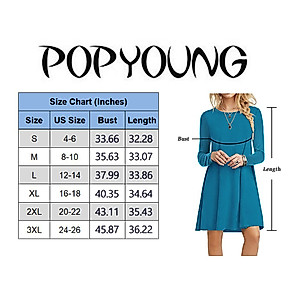 POPYOUNG Spring Dresses for Women 2023 Long Sleeve T Shirt Dress Casual Swing Dress XL, Black