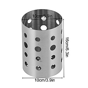 Tomotato Stainless Steel Utensil Holder, 6.3" Kitchen Utensil Holder Caddy Silverware Drying Rack Utensil Drainer Countertop Utensil Storage Organizer Cutlery Holder, 3.9" Diameter