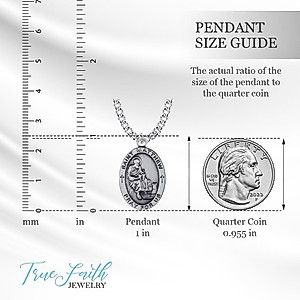 TrueFaithJewelry Sterling Silver St Matthew Medal Patron Saint Pendant Necklace Religious Jewelry, 7/8 Inch