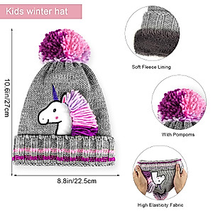 Hicdaw 2Pcs Kids Winter Hat and Scarf Set Winter Hats for Kids Toddler Beanie Hat Fleece Lined Scarf for Boys Girls 2-8 Years