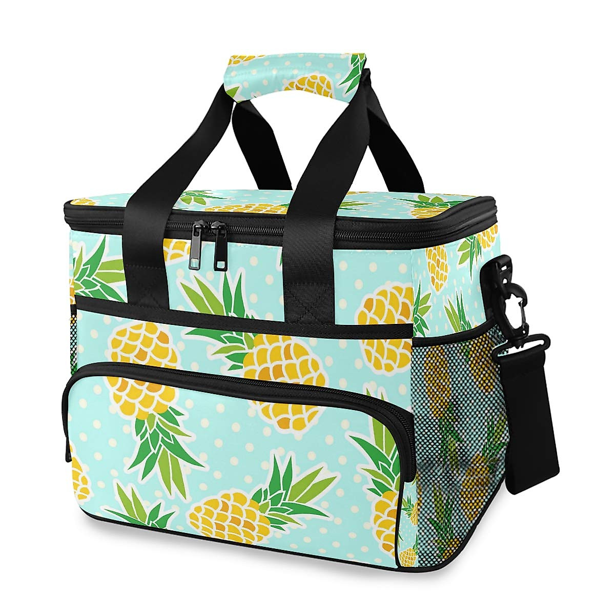 AUUXVA Picnic Lunch Bag Fruit Pineapple Lunch Cooler Box Insulated Portable Travel Large Picnic Basket Thermal Meal Food Container for Woman Man