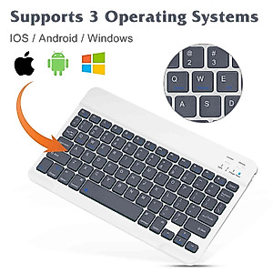 Rechargeable Bluetooth Keyboard and Mouse Combo Ultra Slim for Microsoft Surface Duo 2 and All Bluetooth Enabled Android/PC-Shadow Grey Keyboard with Titanium RGB Led Mouse
