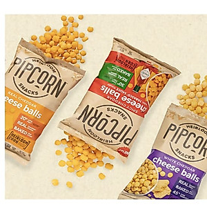 Heirloom Cheddar Cheese Balls by Pipcorn - 4.5oz - Organic Cheese, No Artificial Anything, Non-GMO Heirloom Corn, No Preservatives, Gluten Free
