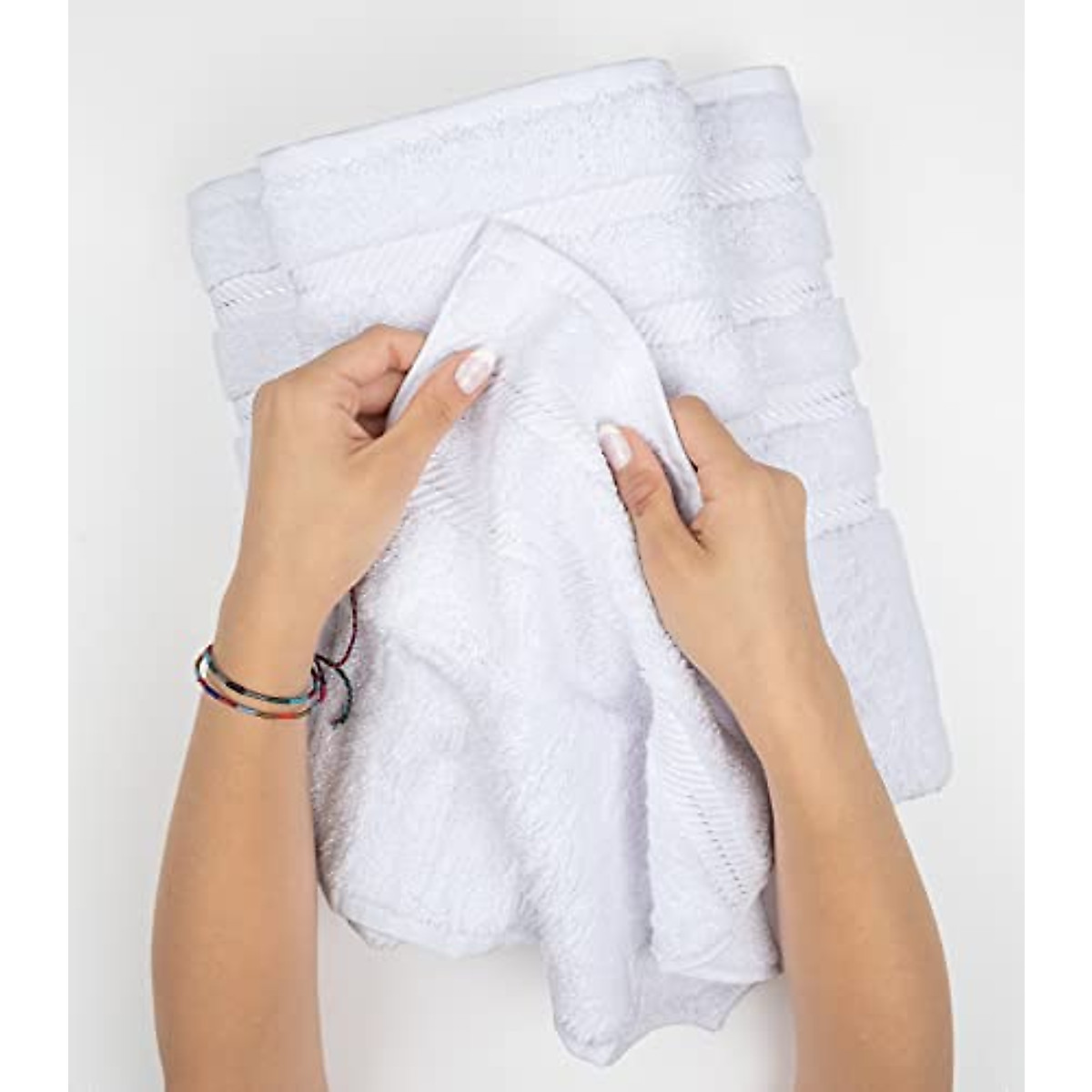 American Soft Linen Luxury 6 Piece Towel Set, 2 Bath Towels 2 Hand Towels 2 Washcloths, 100% Turkish Cotton Towels for Bathroom, White Towel Sets