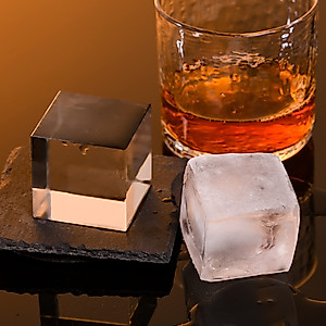 Clear Ice Cube Maker Tray - 2 Inch Ice Cube Silicone Mold,Crystal Clear Ice Cube for Whiskey and Cocktail