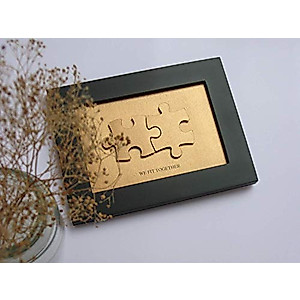 We fit together Puzzle Paper Cut Art - Gift for 8th Anniversary, Valentines Day Gift for him or her - DIY the Name and Date on Bronze Color Jigsaw