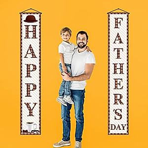 Happy Father's Day Porch Banner I Love Dad Coffee Hat Best Dad Ever Front Door Sign Wall Hanging Banner Party Decoration