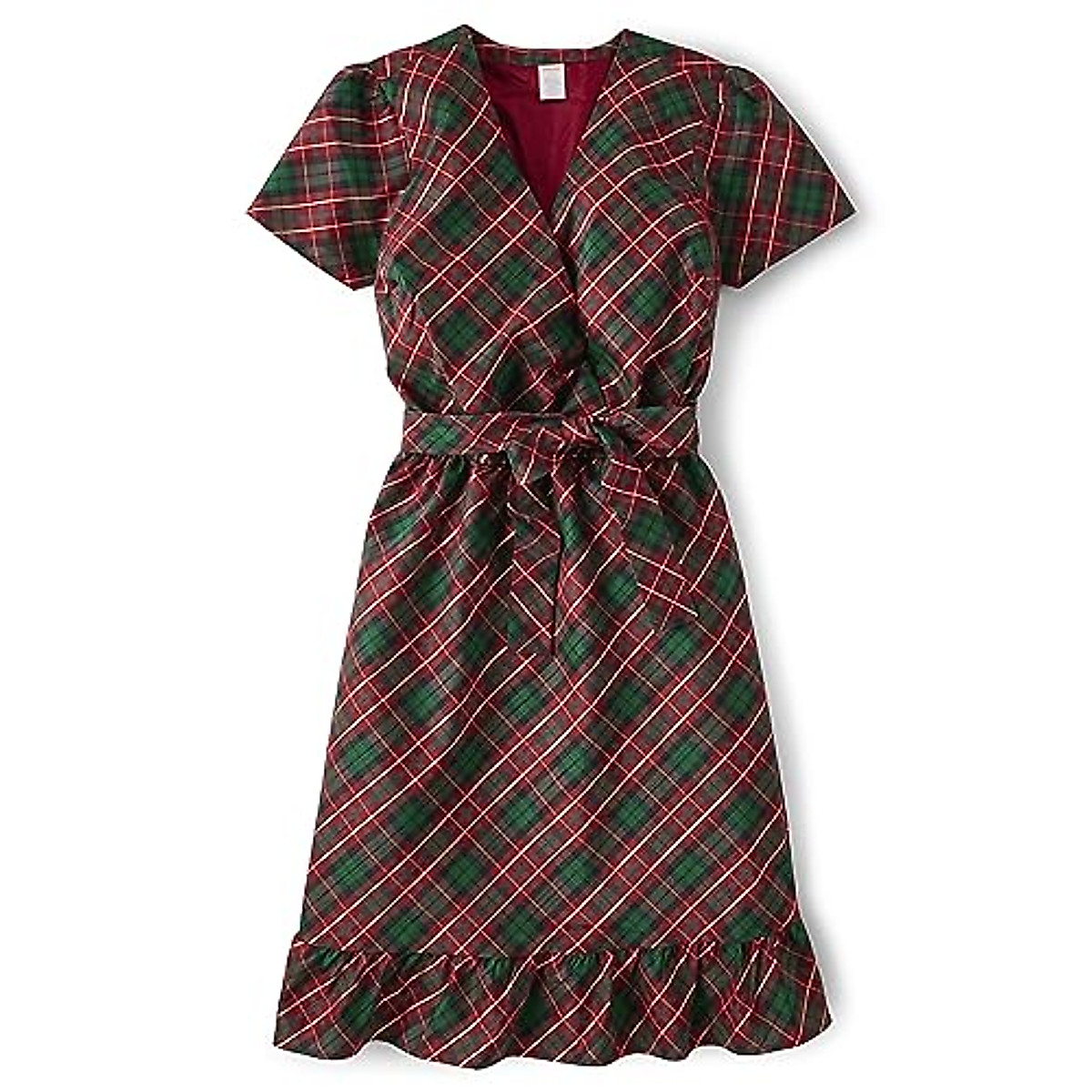 Gymboree,Short Sleeve Plaid Fall Dressy Dress,Red Christmas,Medium