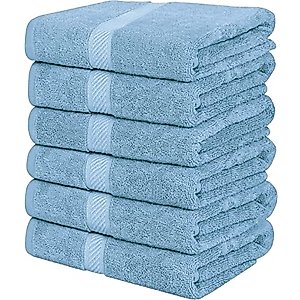Utopia Towels [6 Pack Bath Towel Set, 100% Ring Spun Cotton (24 x 48 Inches) Medium Lightweight and Highly Absorbent Quick Drying Towels, Premium Towels for Hotel, Spa and Bathroom (Sky Blue)