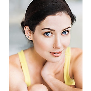 PLOMFOV 20G Stainless Steel Stud Earrings for Women Men CZ Heart Star Moon Flat Back Earrings Cartilage Hoops Helix Tragus Daith Earrings Piercing Jewelry Silver