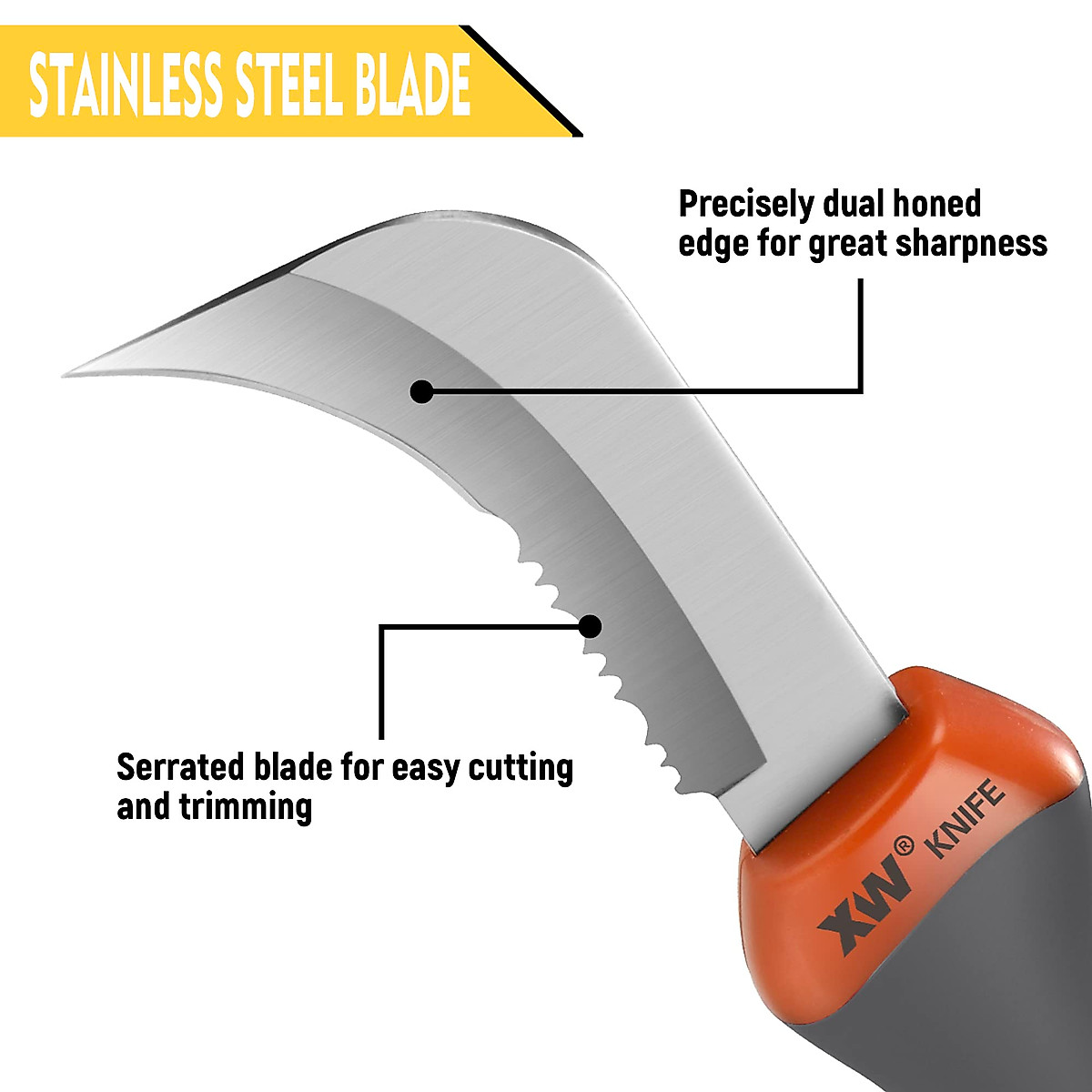 XW Linoleum Flooring and Roofing Knife with Stainless Steel Hook Blade for Cutting Wallpaper, Carpet, Vinyl, Ceilings, Floor Covering