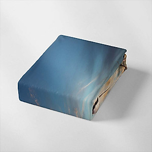 YAHFSHUILU Airplane Duvet Cover Sets 3D Print Comforter Cover Bright Orange Sunset Airplane Bedding Sets with Zipper Ties Vast Grey Runway Airplane Cover 2 Pillow Shams,Full Size