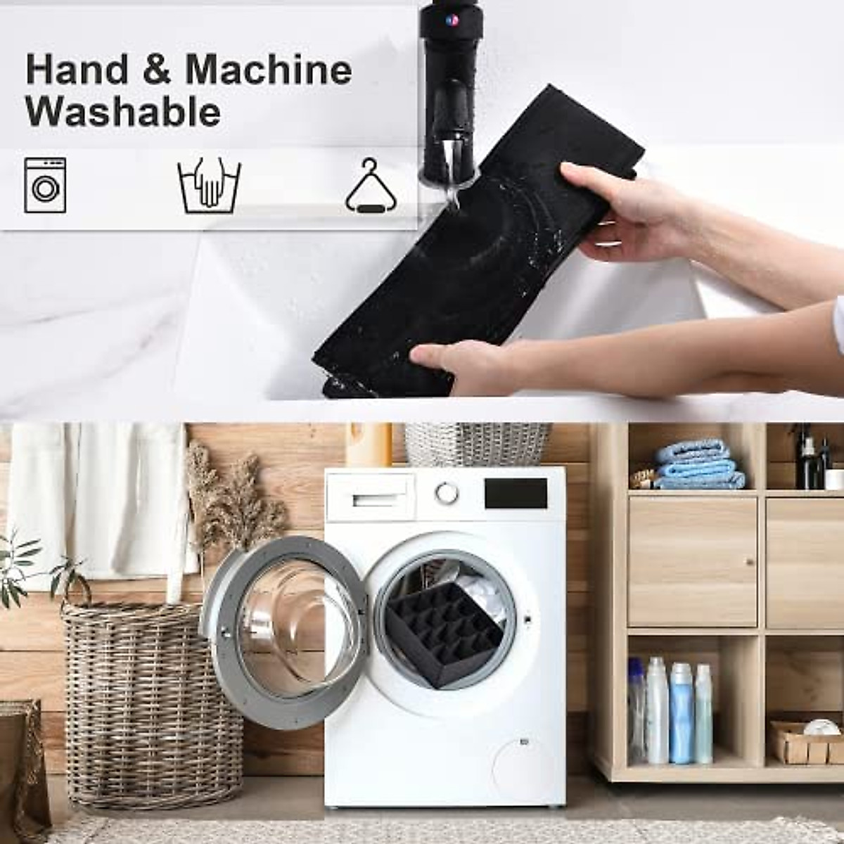 ULG 4 Pack Socks Underwear Drawer Organizer Divider, Washable Dresser Foldable Oxford Fabric Closet Organizers and Storage Boxes for Socks, Underwear, Ties, Belts (Black), Large (UL421041503)