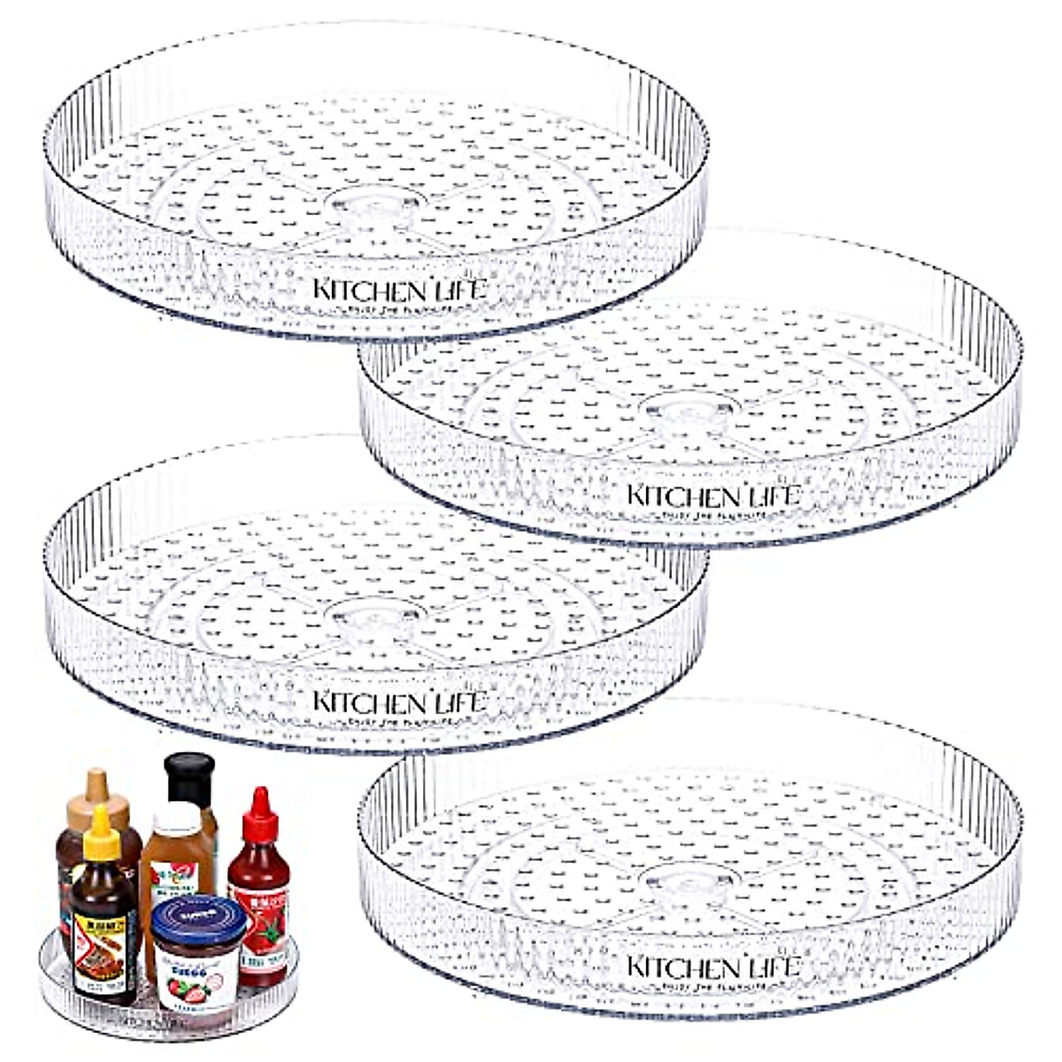 Lazy Susan Turntable - 4 Pack Lazy Susan Organizer for Cabinet, Kitchen, Pantry,Table, Fridge, Bathroom, Countertop, Vanity, 9 Inches, Clear