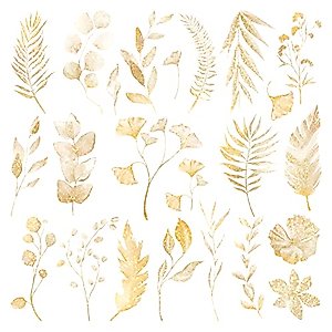 Gold Leaf Rub on Transfer, 6 x 6 inch Sheet - Dry Rub-On/Off Transfers Stickers for Decoupage Scrapbooking Crafts Mixed Media Collage Art