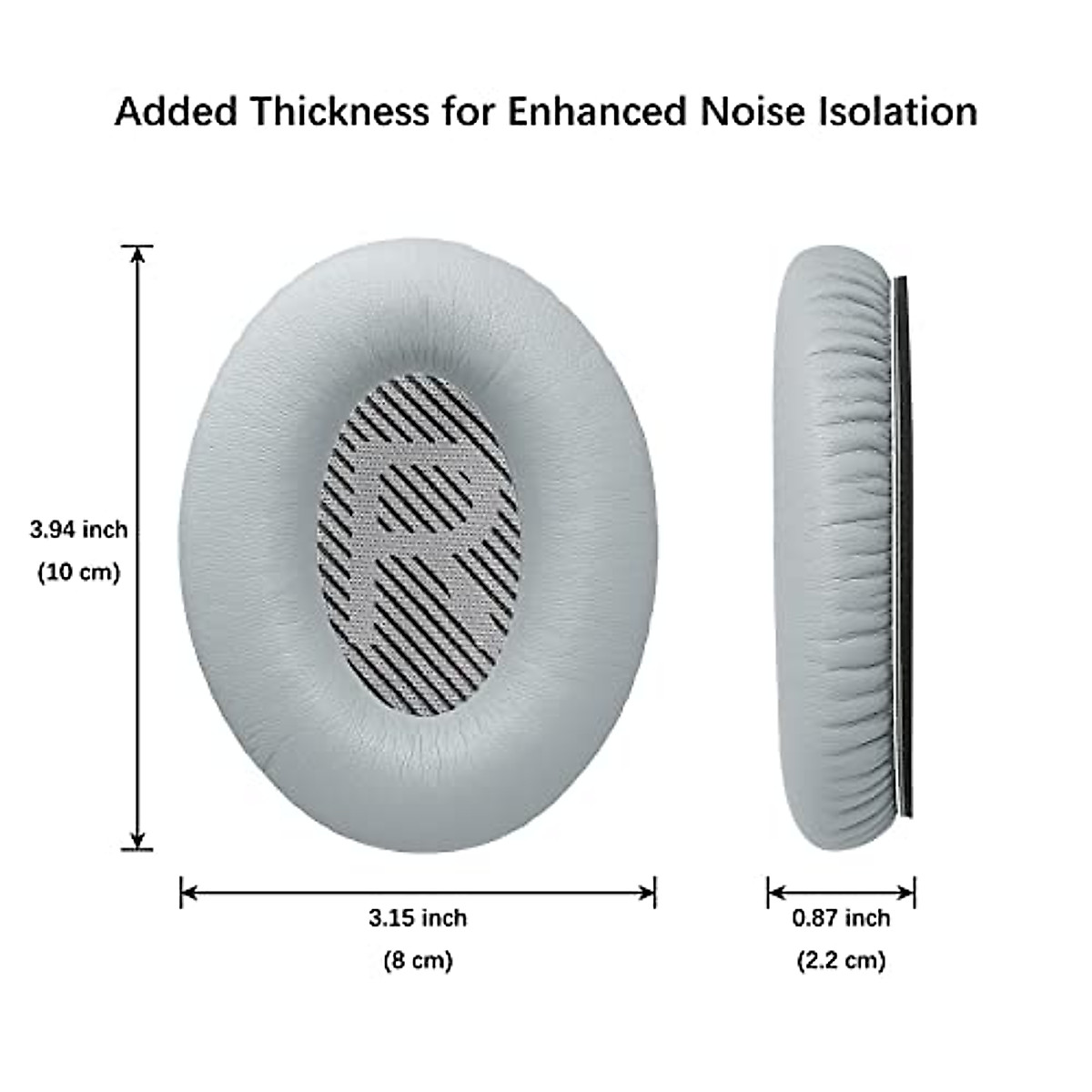Replacement Ear-Pads Cushions for Bose QuietComfort-35 (QC-35) and QuietComfort-35 II (QC-35 II) Over-Ear Headphones (Silver)