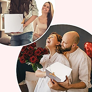 HYMENEX 12pcs Gift Boxes, Gift Boxes with Lids, White Gift Boxes 8x8x4 inches Gift Boxes with Ribbon Bridesmaid Proposal Box Gift Boxes for Presents Weddings Gift Chocolate Cupcake Crafting (White)