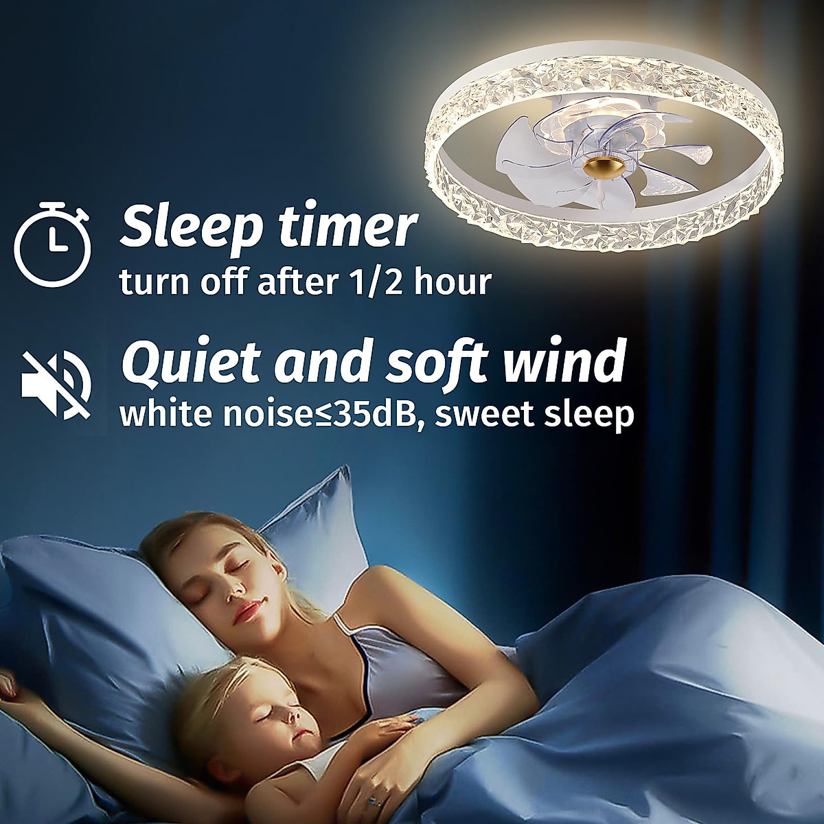 Feqwgny 2023 Upgraded Ceiling Fan 4111 White Ceiling Fans with Lights App & Remote Control, 6 Wind Speeds Modern Ceiling Fan, Timing & 3 Led Color Led Ceiling Fan for Bedroom, Small Room