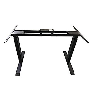 Rise UP Dual Motor Electric Adjustable Height Width Standing Desk Frame with Memory Premium Quality sit Stand up Ergonomic Home Commercial Office Desk Base Legs Base Table no Desktop Computer Black