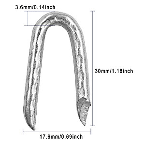 OMOTOOL Steel Wire Fencing Staples (70 pcs), 3.6 * 30mm-Heavy Duty Galvanized U-shaped fasteners Nails for Wire Mesh and Woven Fencing