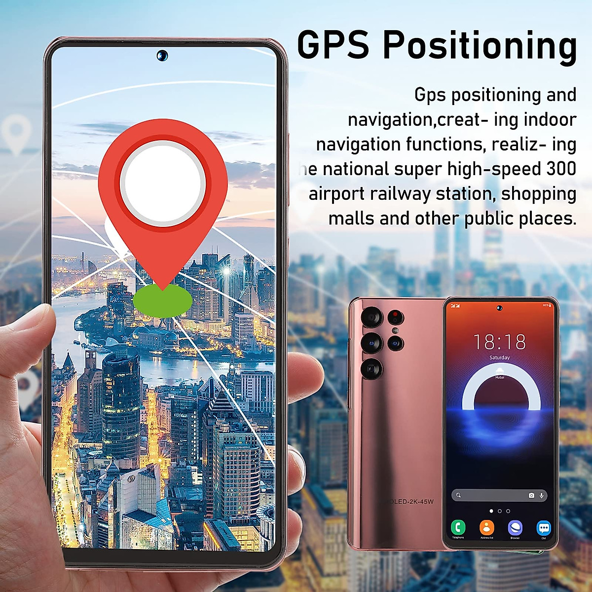 Smartphone for Android 10 System, 6.82 Inch HD Screen, 6GB RAM 128GB ROM, Supports Face Recognition, WiFi, BT, FM, GPS Functions, Front 5MP Rear 24MP, 7300mAh Cell Phone(USA)