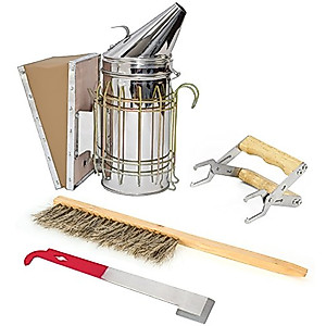 VIVO Beekeeping Starter Tool Kit, Set of 4, Bee Hive Smoker, Brush, Frame Grip, and Stainless Steel J-Hook Lifter Equipment BEE-KIT2