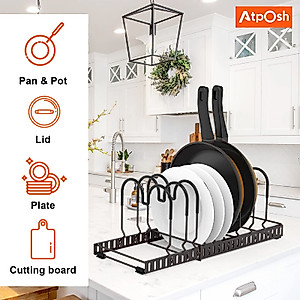 Atposh Pot rack 10 Adjustable Dividers Pots and Pans Organizers Expandable Pots Lid Holder Kitchen Cabinet Pantry Bakeware Organizer and Storage