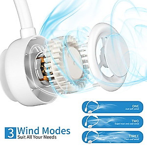 AVWOO Portable Neck Fan Hand Free Personal Hanging Neck Fan with 4800mAh Rechargeable Battery, 3 Speeds Adjustable, 360° Cooling, No Hair Twisting, Perfect for Sports, Travel, and Outdoor