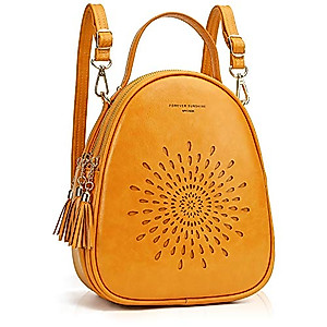 APHISON Fashion Mini Backpack Purse for Women Teen Girls Cute Small Backpacks PU Leather Crossbody Shoulder Bags Handbags Multifunctional and Large-Capacity Daypack Purse L-YELLOW