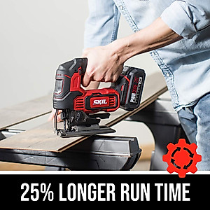 SKIL PWR CORE 20 Brushless 20V 1 Inch Stroke Jigsaw Includes 2.0Ah Lithium Battery with PWR ASSIST USB and PWR JUMP Charger - JS820202