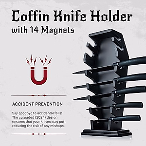Littlesy Coffin knife holder with 14 Magnets- Gothic Kitchen decor Goth kitchen accessories & gothic knife holder Gothic home decorations （Without Knives）