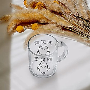 Waipfaru Cat Dad Gifts - Best Cat Dad Ever Glass Coffee Mug - Gifts for Dad, Cat Lover - Father’s Day Gifts for Dad - Cat Lover Gifts for Men, 11OzClear Coffee Mugs with Handle