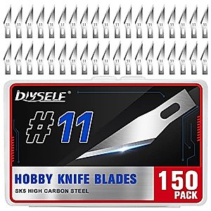 DIYSELF 150 PCS Exacto Knife Blades 11, Sharp Hobby Knife Blades, High Carbon Steel Craft Knife Blades, #11 Hobby Knife Replacement Blades, Exacto Blades for Art, Scrapbooking, Stencil, Paper Cutting