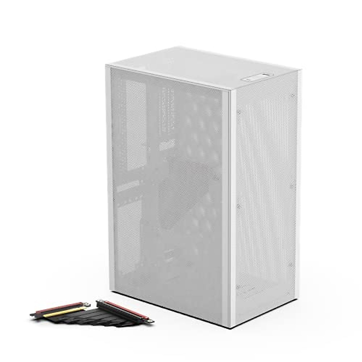 SSUPD Meshlicious Mini-ITX Small Form Factor (SFF) Case - Full Mesh Side Panel with PCIe Riser Cable - Tool-Free and Easy Accessibility (PCIE 4.0 Riser Cable, White)