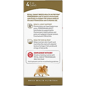Royal Canin Breed Health Nutrition Pomeranian Adult Loaf in Sauce Canned Dog Food, 3 oz can (4-pack)