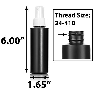JUVITUS 4 oz / 120 ml Black Squeeze Cylinder Plastic Bottle with White Fine Mist Spray (12 pack)