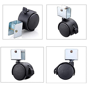 Rubber Swivel Castor Wheel,2inch Furniture Caster,Double Castor with Brake Lock,Universal 360 Degree Rotating,with U-Brack(25mm/1in)