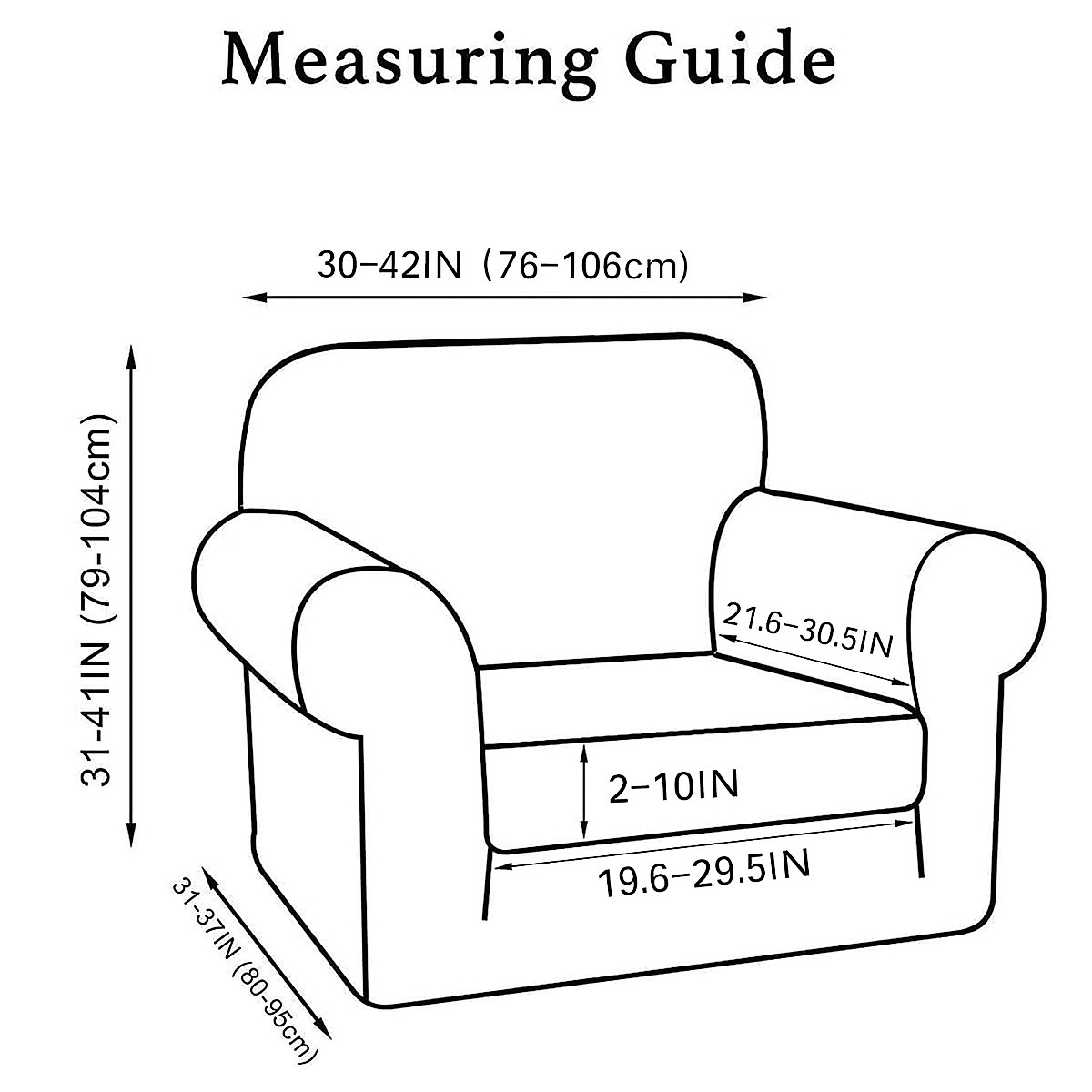 Turquoize Chair Slipcover with Separate Cushion Cover Bundle Ottoman Slpcover，Dusty Blue