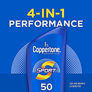 Coppertone SPORT Sunscreen SPF 50 Lotion, Water Resistant , Broad Spectrum Bulk Sunscreen Pack, 7 Fl Oz Bottle, Pack of 2