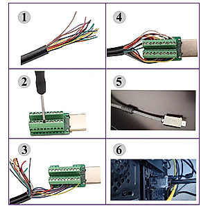 Jienk 2Pack HDMI Solderless Adapter, Gold Plated Plug Signals Terminal Breakout Board Connector with Metal Shell