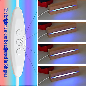 EATAKWARD 4 Pcs 5.9" Wood Rectangle Light Display Pedestal, Wooden LED Display Base Dimmable Colorful Lights Lamp Stand with USB Cable for Acrylic, Crystal, Night Light, Glass Resin Art