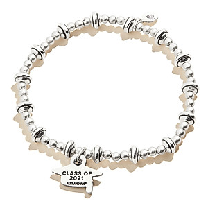 Alex and Ani Connections Stretch Bracelet for Women, Class of 2021, Rafaelian Silver Finish, 3.5 to 4.5 in