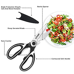 Kitory Kitchen Shears - Ultra Sharp Premium Scissors with Sheath - Heavy Duty Poultry shears-Nut cracker-Bottle Opener- Multi Purpose Scissors